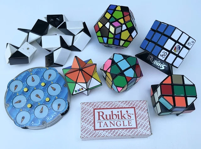 8 X VINTAGE Rubik's Cube Puzzles - Clock Tangle Cube Star Barrel Snake ...