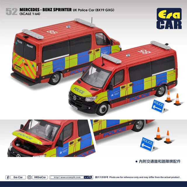 ERA CAR 1/64 Die-cast car 52 Mercedes-Benz Sprinter UK Police Car (BX19 ...