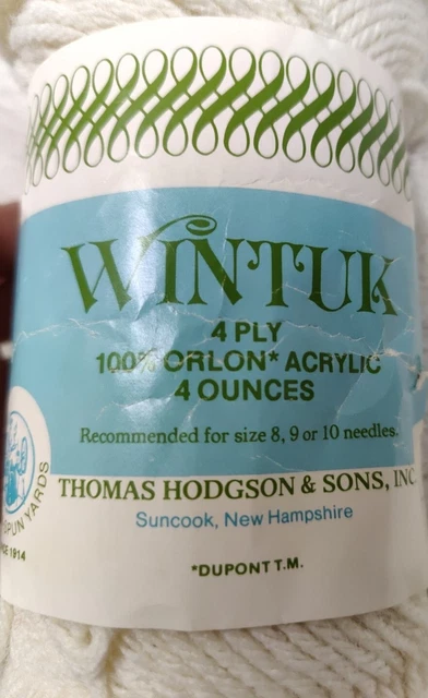 VINTAGE WINTUK 4 Ply Yarn 100% Orlon Acrylic Remnant 3.4 Oz 5153 Winter ...