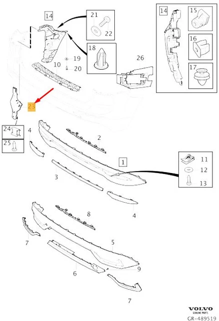 VOLVO XC60 MK2 Rear Bumper Bracket 32345448 NEW GENUINE £38.98 ...