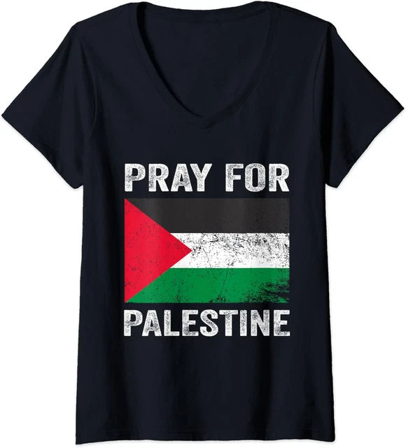 PRAY FOR PALESTINE Palestine Flag Support Palestine Ladies' V-Neck ...