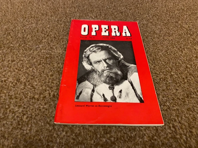 OPERA MAGAZINE 1960 Jun Leonard Warren As Boccanegra. Puritani ...