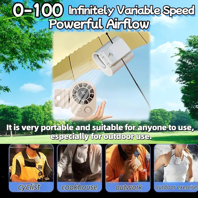 PORTABLE MINI FAN Car Clip on Fan LED Display 360° Rotation Adjustable ...