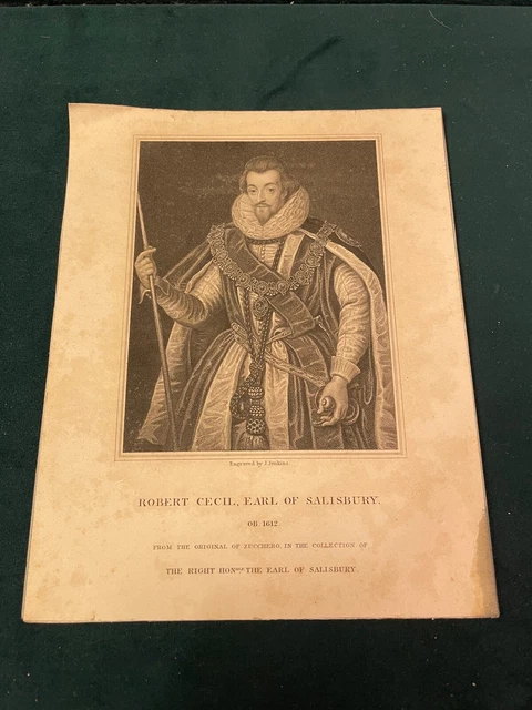 19TH ENGRAVING, ROBERT Cecil Earl of Salisbury - J. Jenkins 1824 £13.36 ...