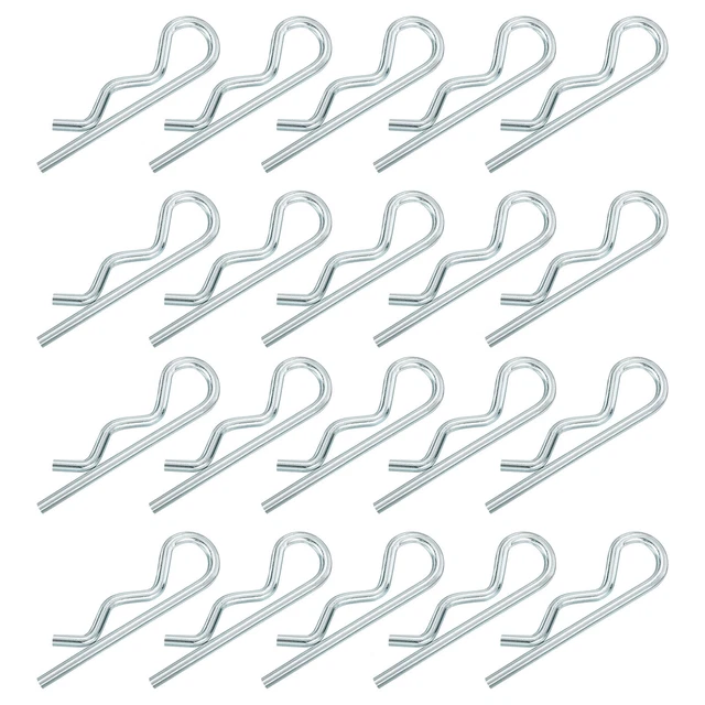 3.5MM X 75MM Carbon Steel R Shaped Spring Cotter Clip Pin Silver 20 Pcs ...