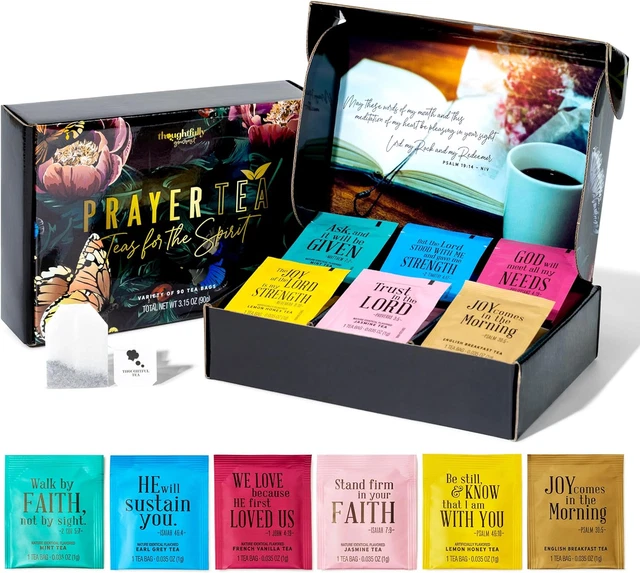 TEA AFFIRMATIONS CHRISTIAN Prayer Gift Set 6 Flavors 90 Tea Bags Bible ...