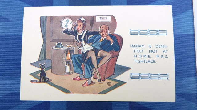 Risque Bamforth Comic Postcard 1930s Silk Stockings W