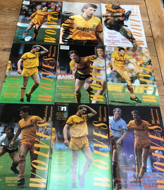 9 X WOLVERHAMPTON Wanderers Wolves Home Football Programmes 1988-1989 £ ...