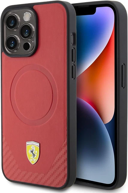 FERRARI CARBONE COQUE Métal Logo Avec Magsafe pour IPHONE 15 Pro Max 6.7 " Rouge EUR 46,57 ...
