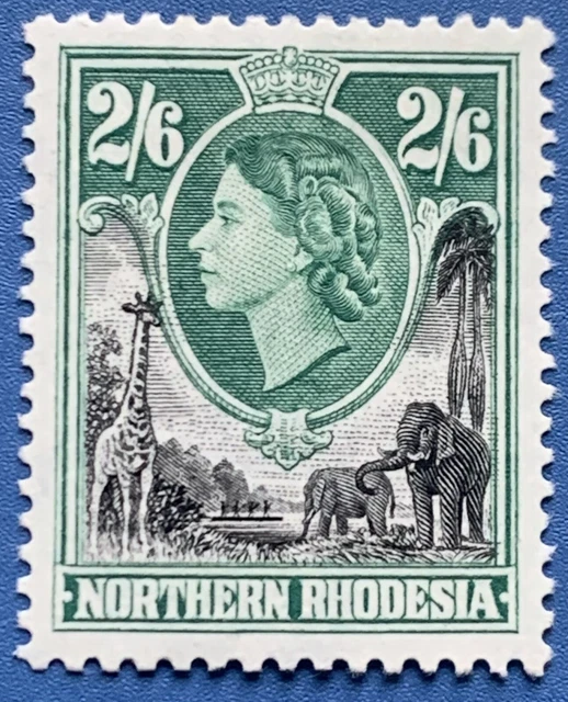 NORTHERN RHODESIA 1953 QEII 2s.6d. Black and green SG71 Fine mint £4.99 ...
