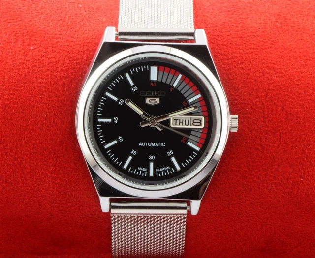 VINTAGE SEIKO 5 black racer automatic japan men working wrist watch 37 ...