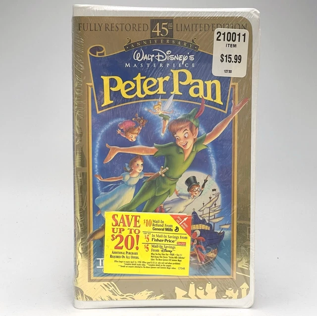 PETER PAN VHS 1998 45th Anniversary Limited Edition Walt Disney BRAND ...