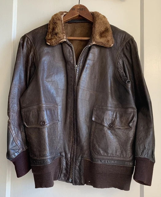 VTG 1940S WWII US Navy M-422A Leather Flight Jacket Size 40 WW2 USN AN ...