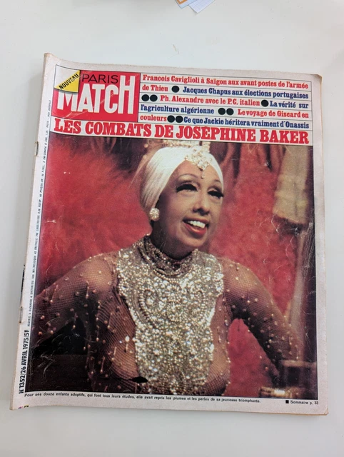 💥 PARIS MATCH n° 1352 - 26 avril 1975 - Joséphine Baker EUR 16,00 ...