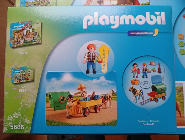 PLAYMOBIL 5686 ENAFANTS Poney Charette Ferme Country Rare Misb Usa ...