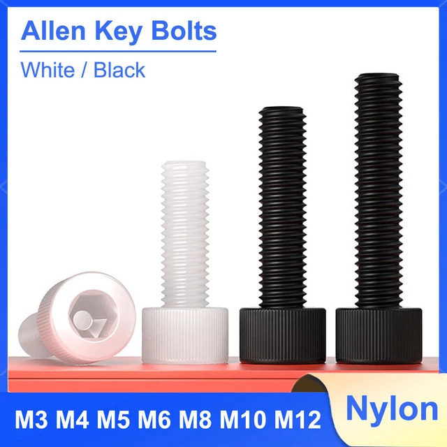NYLON SOCKET CAP Screws White / Black Hex Allen Key Bolts M3 M4 M5 M6 ...