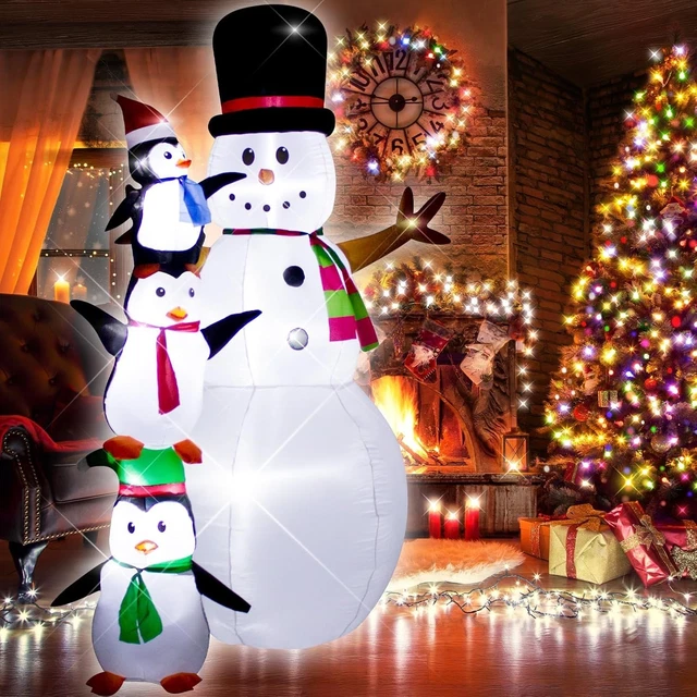 8FT INFLATABLE CHRISTMAS Snowman Penguin with LED Lights - Perfect ...