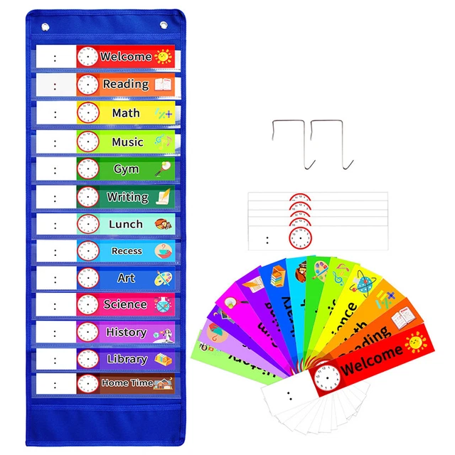 DAILY SCHEDULE POCKET Chart For Classroom With 18 Reusable Cards EUR 11 ...