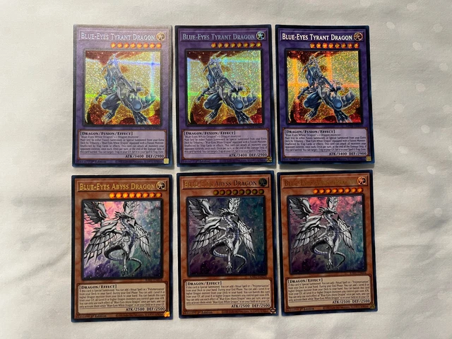 BLUE-EYES TYRANT DRAGON x3 PRISMATIC SECRET BLUE-EYES ABYSS DRAGON x3 ...