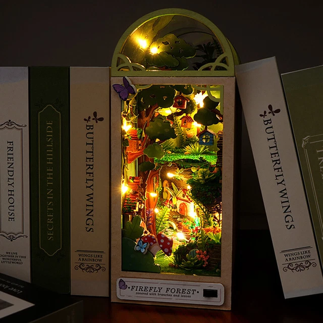 DIY BOOK NOOK Kit 3D Light Up Bookend Toys Wood Christmas Gifts ...