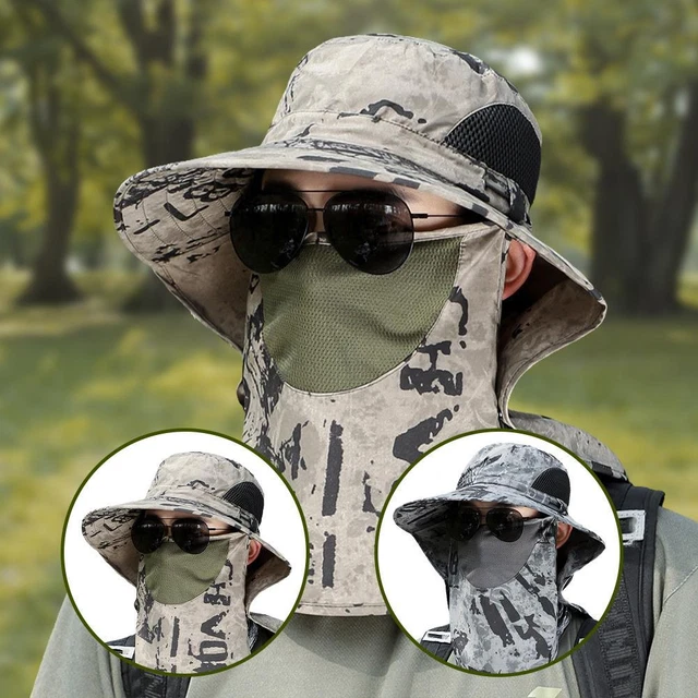ANTI UV HIKING Hat Top Full Face Cover Waterproof Camping Fishing ...