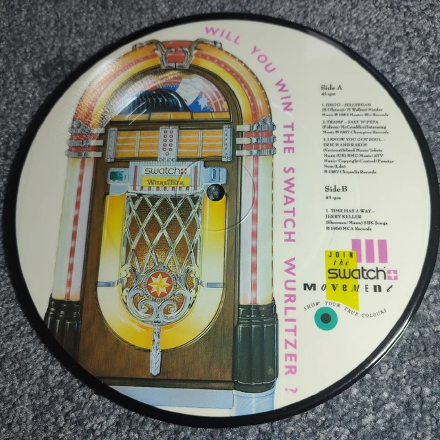 SWATCH WURLITZER PROMOTIONAL PICTURE DISC 7" VINYL RECORD 45 EP JUKEBOX ...