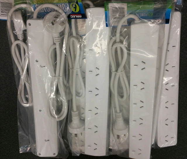 6 WAY OUTLETS Power Point Powerpoint Power Board Powerboard Sockets ...