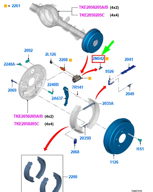 FORD RANGER T6 MK1 Rear Wheel Cylinder Spring XM34-2N042-AA 4023976 NEW ...