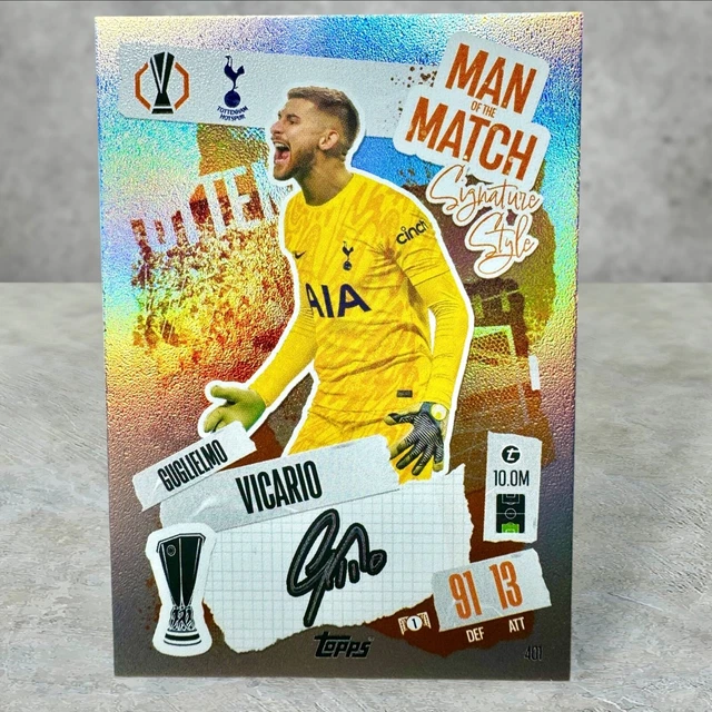 TOPPS MATCH ATTAX 2024/25 Guglielmo Vicario Man of the Match Signature ...