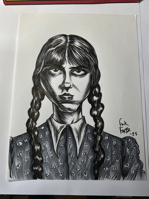 SEXY WEDNESDAY ADDAMS Addams Family Horror Original Art Drawing By ...