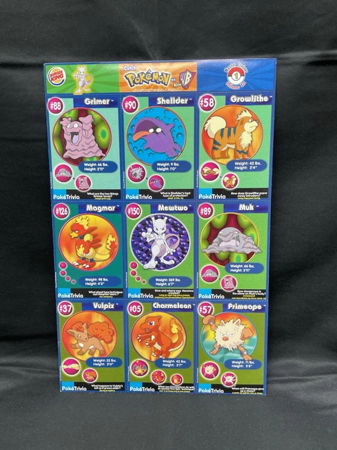 NOS BURGER KING POKEMON UNCUT SHEET CARDS Sheet #1 $8.00 - PicClick