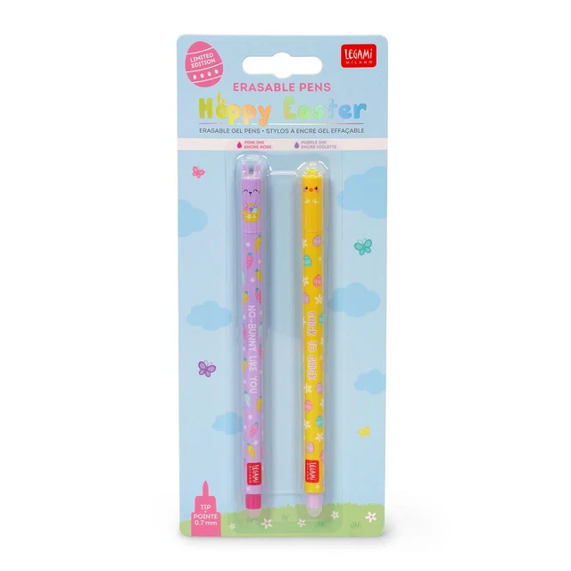 LEGAMI SET OF 2 Erasable Gel Pens Hoppy Easter Bunny Pink Ink & Chick ...
