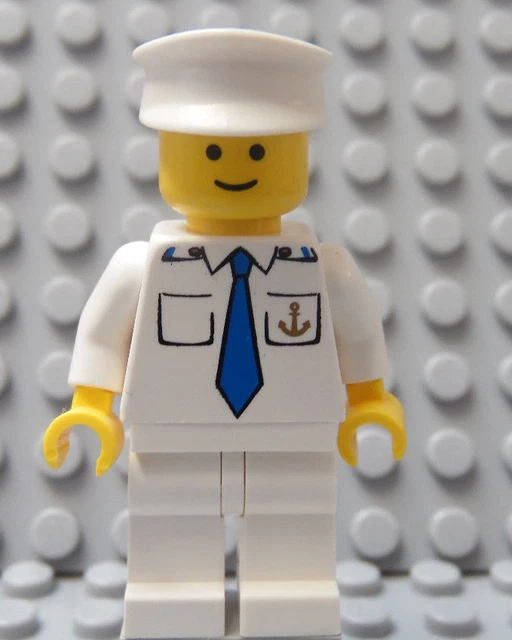 LEGO MINIFIG CRUISE SHIP CAPTAIN Officer Sailor Gold Anchor on Torso ...