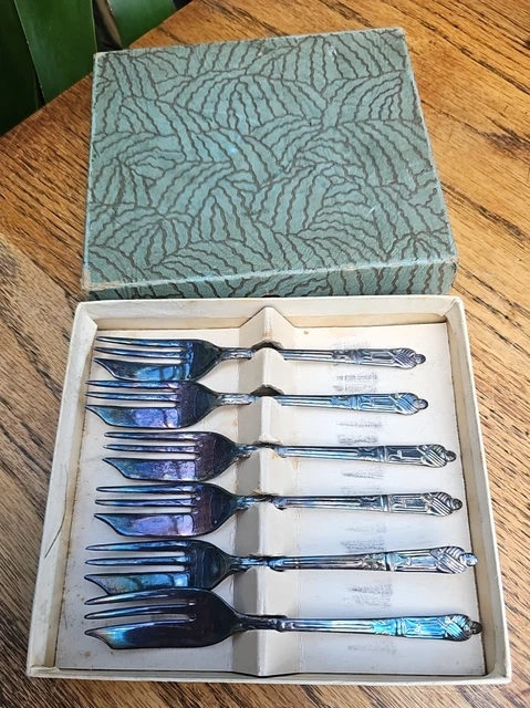 VINTAGE EPNS SILVER Plated Apostle Cake Pastry Dessert Forks Set Of 6 ...
