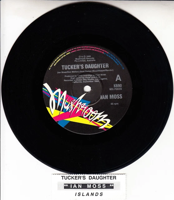 IAN MOSS Tucker's Daughter 7" 45 rpm record + juke box title strip COLD ...