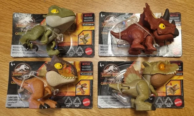 JURASSIC WORLD SNAP Squad x4 Velociraptor Spinosaurus Triceratops ...