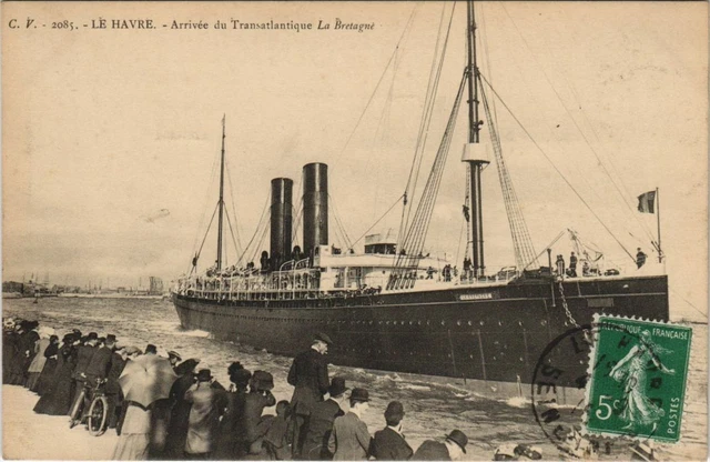 CPA AK LE Havre - L'Arrivee du Transatlantique Le Bretagne SHIPS ...