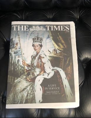 VERY RARE THE Times Paper 09-09-22 Queen Elizabeth £55.99 - PicClick UK