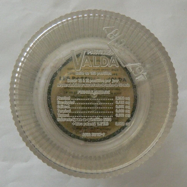 ANCIENNE BOÎTE PUBLICITAIRE pastilles Valda en plastique & couvercle ...
