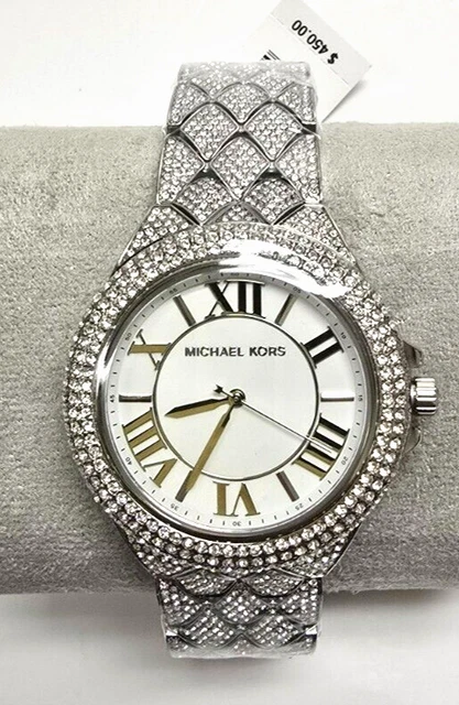 NEUF MICHAEL KORS Oversized Camille Argent, Pavé Cristaux Bracelet ...