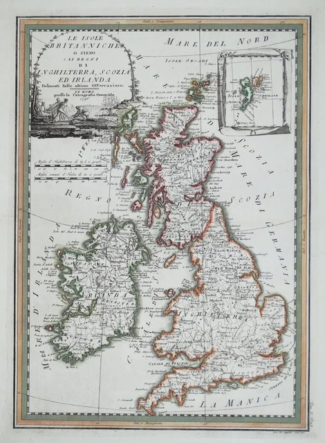 British Isles Britain Giovanni Cassini Original Antique Map 1796 £155