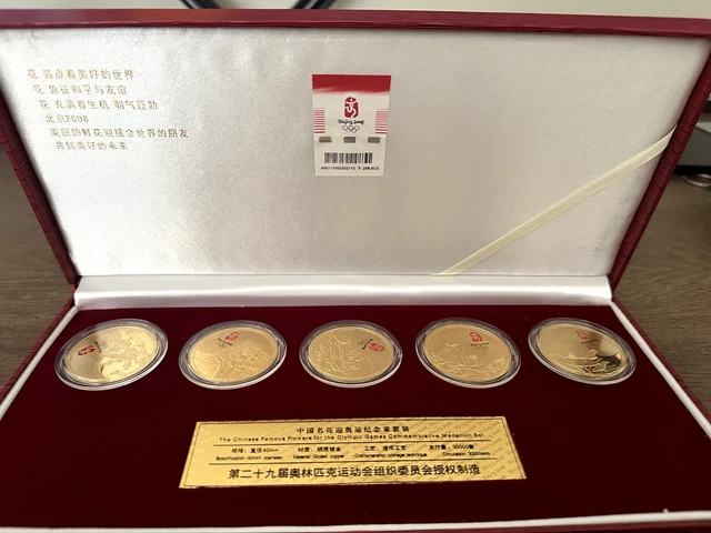 BEIJING 2008 OLYMPICS Commemorative Medallion Set The Chinese Famous Flowers $200.00 - PicClick AU