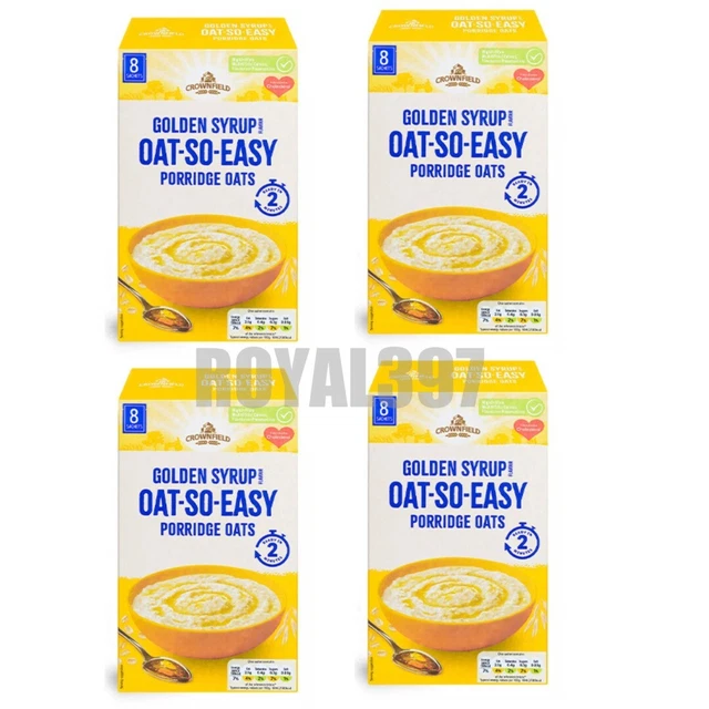 CROWNFIELD GOLDEN SYRUP Flavour Oat-So-Easy Porridge Oats 8 Sachets x 4 ...
