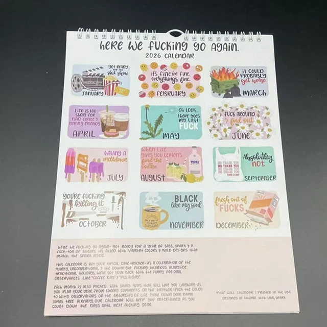HERE WE GO Again 2026 Wall Calendar 2026 Funny Monthly Planner Calendar ...