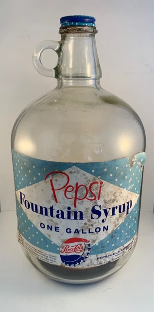 VINTAGE PEPSI COLA Co Soda Fountain Syrup Bottle One Gallon Jug £34.58 ...