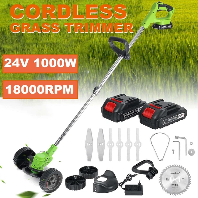 ELECTRIC CORDLESS GRASS String Trimmer Lawn Edger Weed Wacker Cutter 2 ...