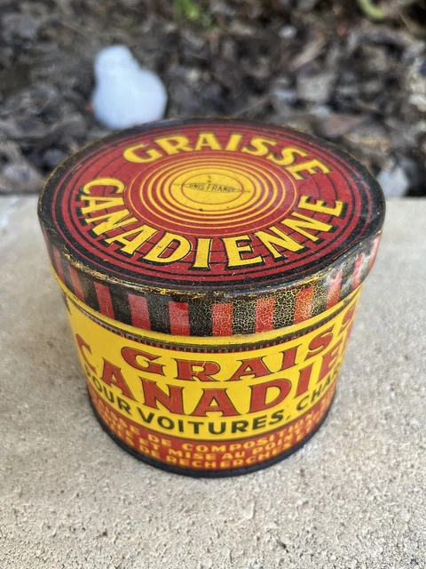 ANCIEN POT À graisse CANADIENNE , motor oil , garage, bidon d'huile ...