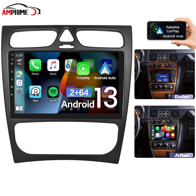 9& ANDROID 13 Autoradio GPS NAVI 2+64GB für Mercedes Benz C-Klasse W203 CarPlay EUR 174,99 ...