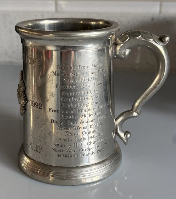 PEWTER MILITARY COMMEMORATIVE Tankard. Scots Guards 350th anniversary ...