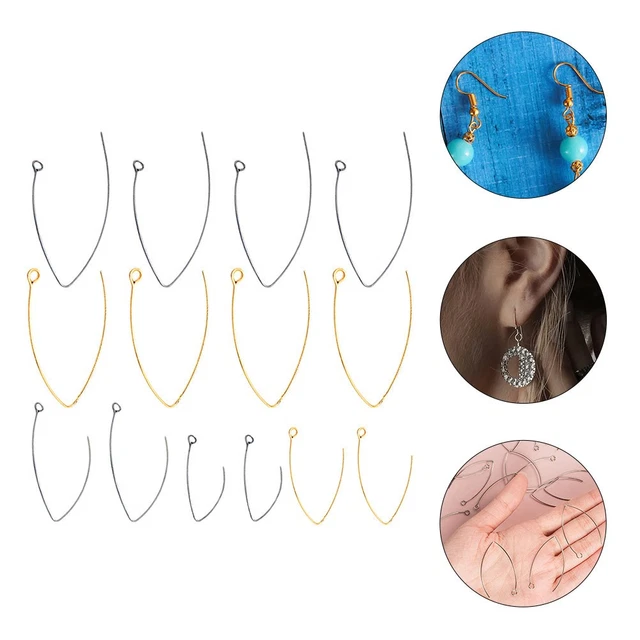 100PCS STAINLESS STEEL V-shape Ear Wires Allergy Free Earrings Hooks ...